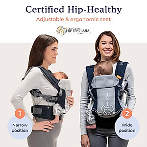 Beco Baby Carrier Gemini Newborn to Toddler - Front, Back and Hip Seat Carrier, Baby Carrier Backpack & Baby Front Carrier with Adjustable Seat, Ergonomic Baby Holder Carrier 7-35lbs (Cool Navy)