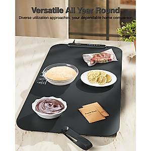 Electric Warming Tray, iTRUSOU Silicone Warming Mat for Food with 7 Temp-Settings, 1-8Hr Auto Shut-Off, Switchable Fahrenheit/Celsius, Upgrade Strap Keep Food Warm at Buffet, Party, Sabbath, Daily Use