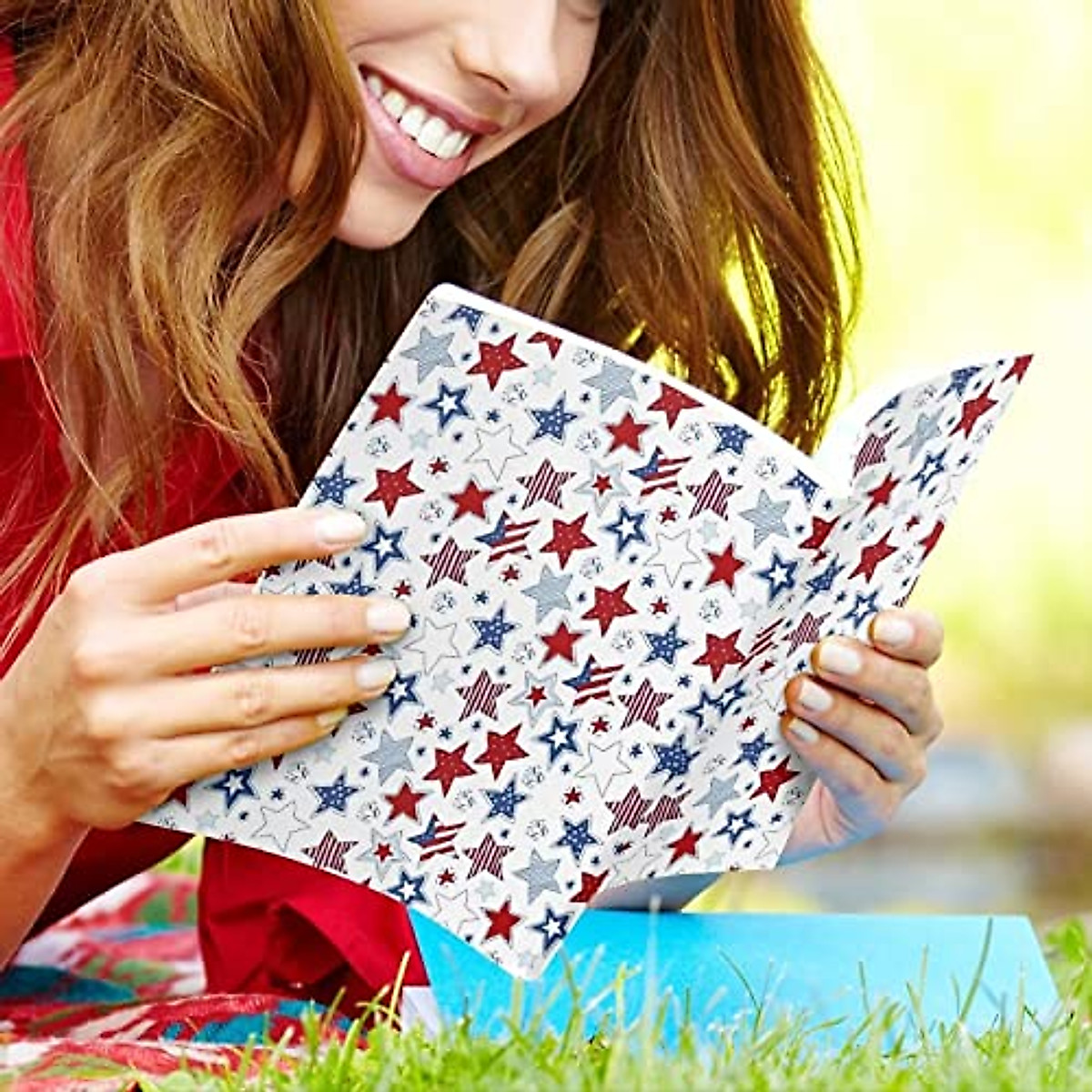 DIYFLASH American Flag Stars Book Covers for Soft Cover Books Book Dust Jacket Covers Washable Durable Reusable Polyester Textbook Covers Book Case Cover for Kids,Teen, Adult 15.7×9.8 in