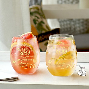 Best Retirement Gifts for Woman Men 2024 Thank You Leaving Gifts Retired Farewell Gifts for Coworkers Colleagues Stemless Wine Glass Cool Retirement Good Luck Gifts Happy Retirement Party Decorations