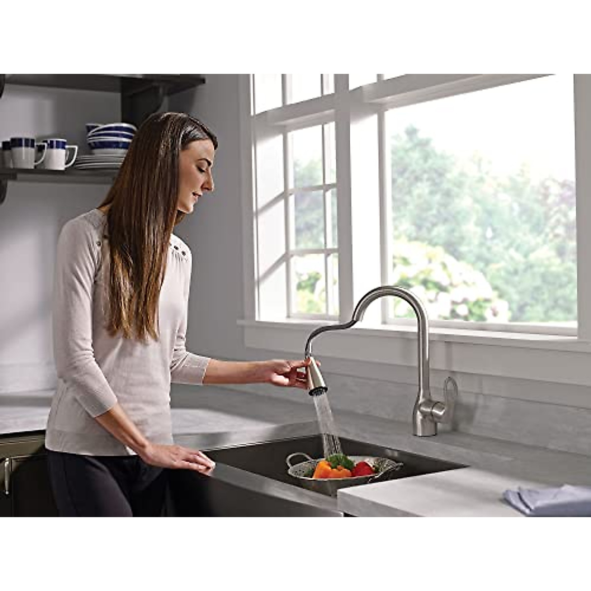 Moen CA87011SRS Single Handle Kitchen Faucet with Pullout Spray from the Kleo Collection, Spot Resist Stainless