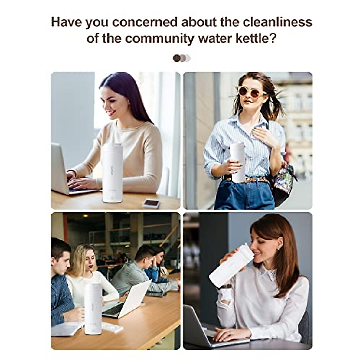 balbali Mini Electric Tea Kettle Temperature Control Stainless Steel - Portable Kettle for Travel Kettle Electric Small, Electric Thermos for Boiling Water - Hot Water Boiler/Maker/Heater - 0.4L Portable Electric Kettle