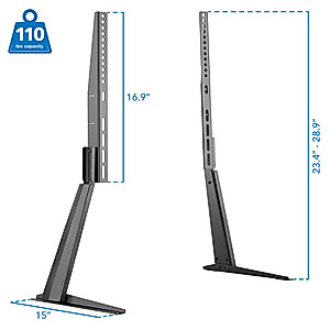 Mount-It! Tabletop TV Stand Base with Tilt Function, Universal TV Base Replacement with Height Adjustment, TV Legs Fits Most 32 to 70 inch Flat Screen TVs, VESA up to 800 by 400mm, 110 Lbs Capacity