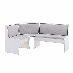 Riverbay Furniture Wood Storage Nook Dining Set in White and Gray
