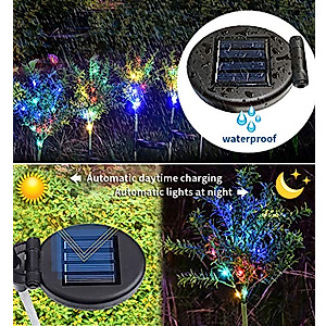 Idefair Solar Garden Lights Tree Outdoor Multi-Color Changing LED Stake Lights Flower for Garden, Patio, Yard and Decoration Solar Flickering Tree Lights (Tree,2 Pack)