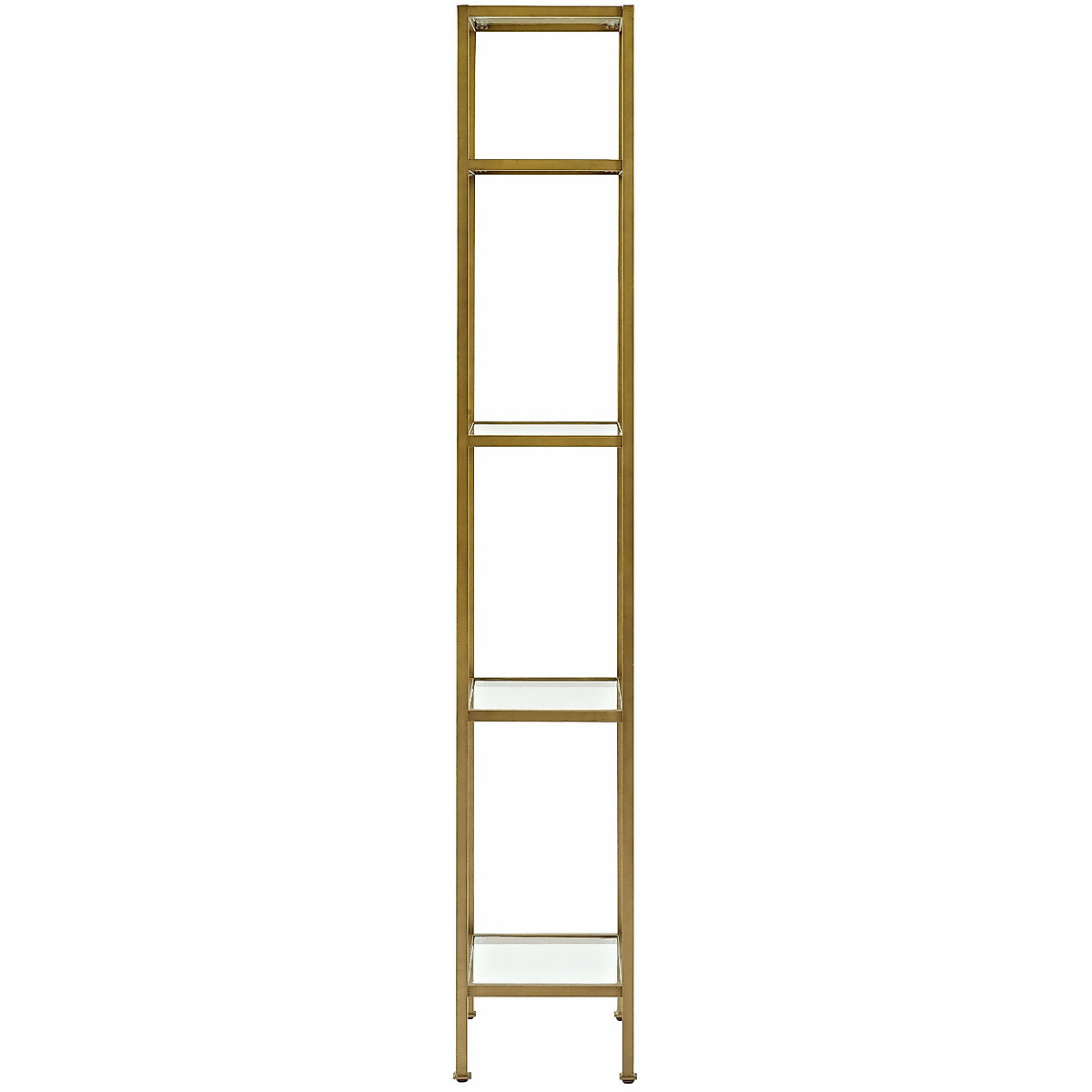 Crosley Furniture Aimee Narrow Bookshelf with Glass Shelves, Bookcase Storage, Gold and Glass