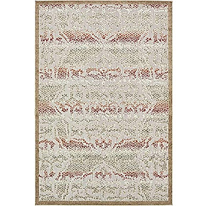 Unique Loom Modern Collection Distressed, High-Low Pile, Abstract, Vintage, Indoor and Outdoor Area Rug, 6 ft x 9 ft, Beige/Light Brown