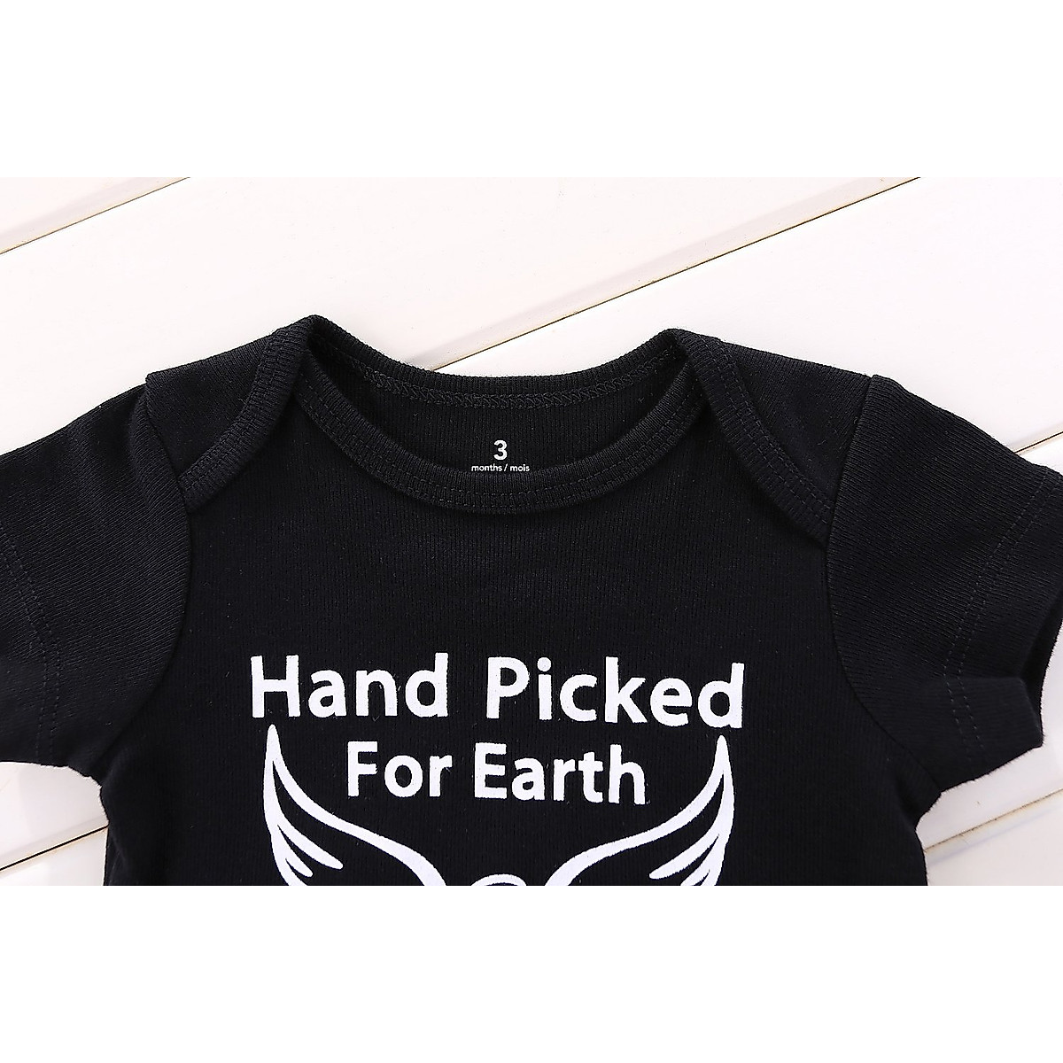 AMMENGBEI Baby Boys Girls Rompers Hand Picked for Earth by My Grandma Grandpa in Heaven Summer Bodysuit (0-3M, Grandpa Black)