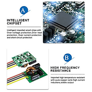 DC 48V 36V to DC 5V Step Down Voltage 5Volts Reducer Regulator Output 10A 50W Buck Converter Power Converter Module for Auto Car Truck Vehicle Boat Solar System (36V 48V-5V-10A)