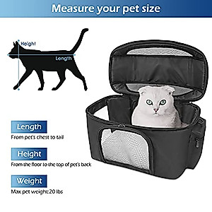Henkelion Cat Backpack Carrier Pet Travel Bag, Small Dog Backpack for Small Medium Pets, Airline Approved Carrier for Pets Up to 20 lbs, Soft Sided Cat Carrying Box, Collapsible Puppy Carrier - Black