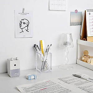 Clear Acrylic Pencil Pen Holder Cup, Clear Makeup Brush Holder, Acrylic Desk Accessories, Stationery Organizer for Office Desk Accessory