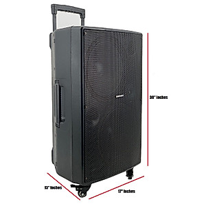 SINGTRONIC BT-1212Pro Professional 5000W Portable 12" Double Woofer Bluetooth Speaker via Unlimitted YouTube Karaoke Free: 2 x Wireless Microphone & Rechargeable Batteries