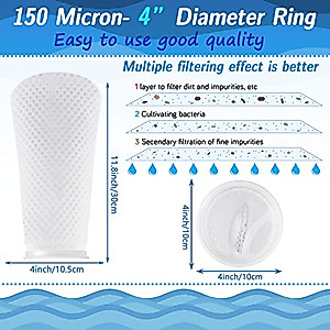 Jecery 8 Pcs Filter Socks 4 Inch 3D Honeycomb Design Filter Sock 4 Inch Ring by 11.8 Inch Long Saltwater Aquarium Filter Sock 150μm Aquarium Sump Filter Sock Use in Fish Tank Sump Overflow, White