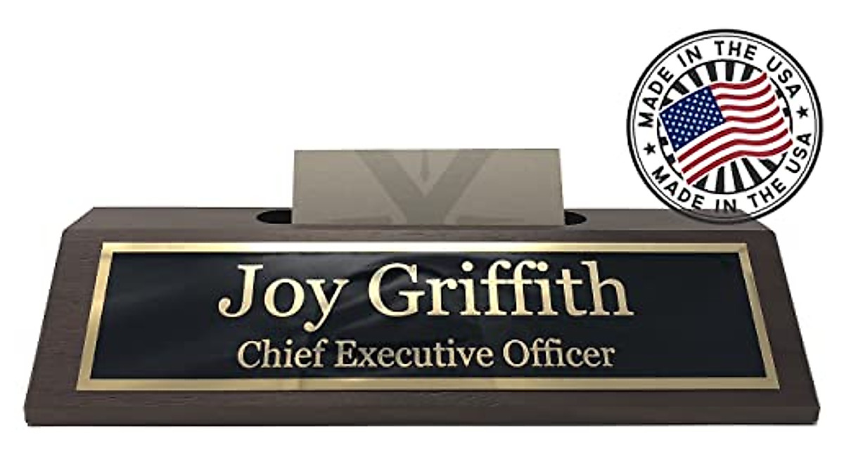 Personalized Hardwood Desk Name Plate - Made in USA