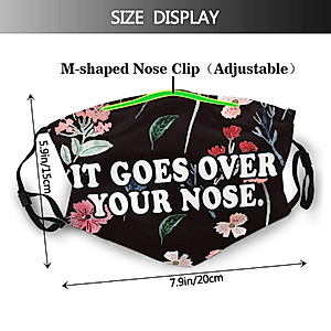 It Goes Over Your Nose (1) Face Mask Reusable Washable Face/Mouth Cover For Men & Women With 2 Pcs Filters Balaclava