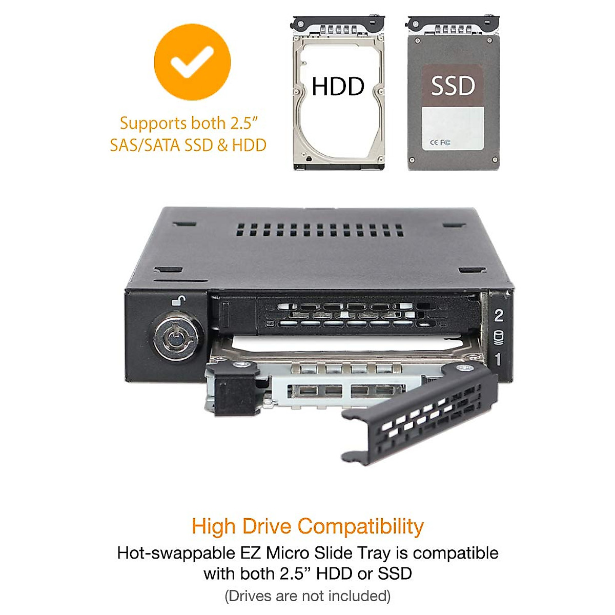 ICY DOCK Full Metal 2 Bay 2.5” SATA/SAS HDD & SSD Mobile Rack for External 3.5" Drive Bay | ToughArmor MB992SK-B