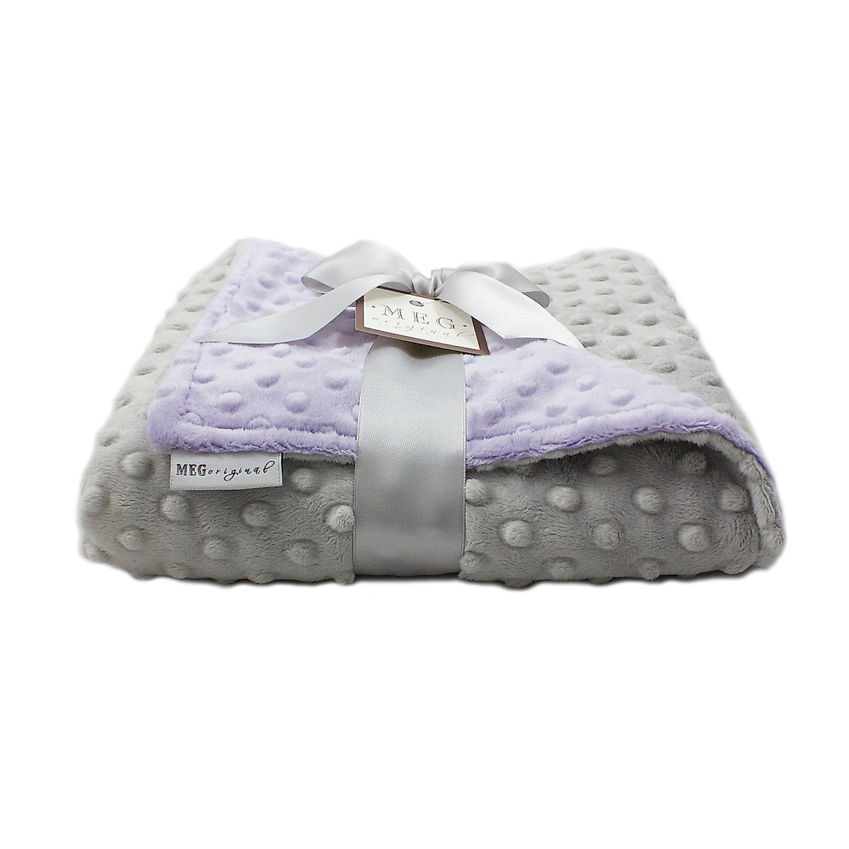 MEG ORIGINAL Lavender & Gray Minky Dot Baby Girl Blanket