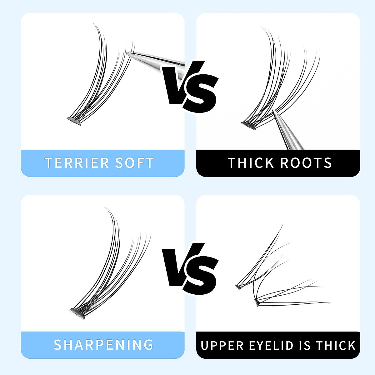 Bodermincer 120pcs 0.10mm Thickness Handmade Fish Tail False Lahses Thick Natural Long Black Individual False Eyelashes Fake Eye Lashes Extensions Makeup Tool (14mm)