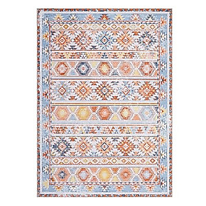 WESTLOOM 9x12 Large Living Room Rug Washable Rug Boho Distressed Area Rug Bohemian Tribal Area Rug Indoor Non-Slip Floor Carpet for Bedroom Home Office, Orange