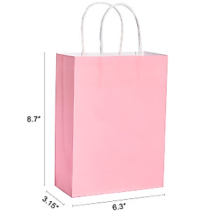 SUNCOLOR 24 Pack Small Party Favor Bags Goodie Bags for Birthday Party Gift Bags With Handle (Pink)