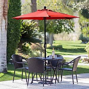 Westcharm Patio Umbrella Outdoor Table Umbrella with 6 Sturdy Ribs and Crank 6.5 ft, Red Umbrella