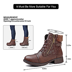 STQ Women Fashion Ankle Bootie Casual lace up Short Combat Boots Brown 9