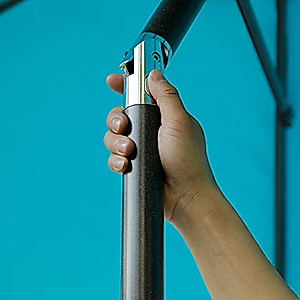 SUNVIVI OUTDOOR 7.5 Ft Patio Umbrella Outdoor Market Table Umbrella with Push Button Tilt and Crank, 6 Ribs, Polyester Canopy, Turquoise