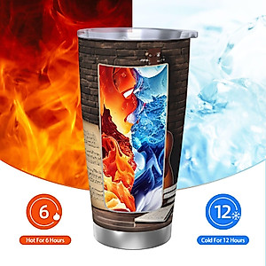 THLKLDKSZX Note Guitar 20oz Tumbler With Lid And Straw,Spill-Proof Thermal Cup,Travel Coffee Mug,Stainless Steel Double Wall Vacuum Insulated Car Tumbler,Fits Most Car Cupholders,Hot & Cold