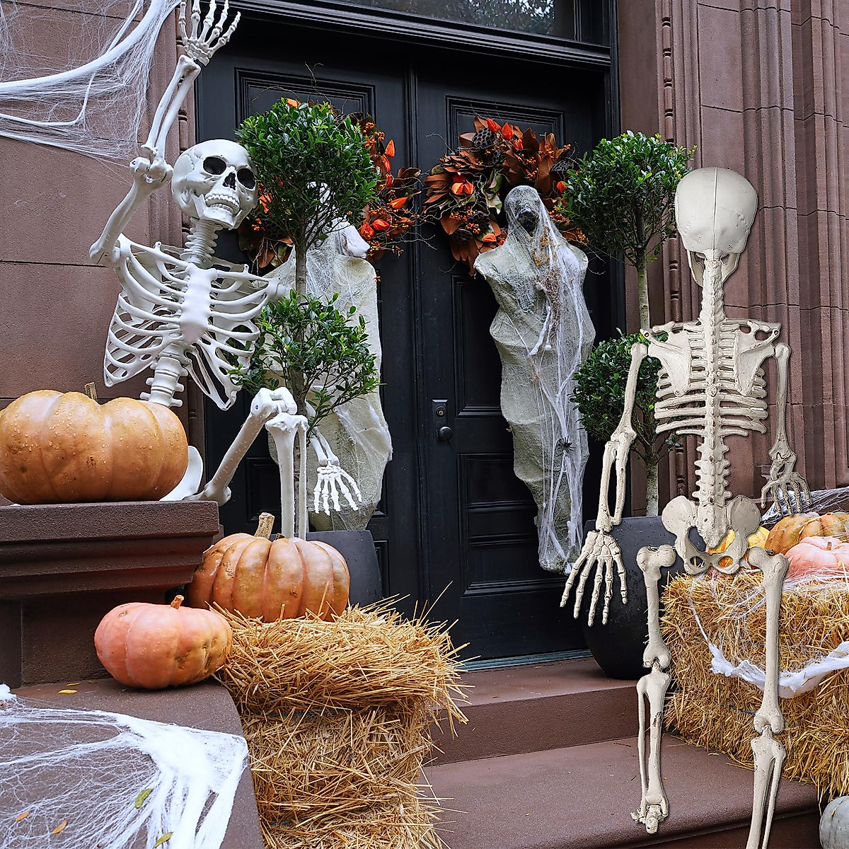 36" Posable Halloween Skeleton, 3FT Skeleton Halloween Decorations, Full Body Lifelike Skeleton for Graveyard Decor, House Haunted, Halloween Prop