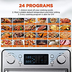 Air Fryer Toaster Oven Combo Countertop Convection Ovens - 24-in-1 Air fry, Bake, Broil, Toast, Roast, Dehydrate, Defrost and More Functions, 15L/15.9QT Capacity, 10 Accessories, LCD Display, Stainless Steel