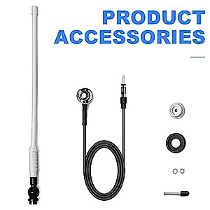 Boat Antennas Waterproof Marine Radio Antenna Car Flexible Rubber Mast FM AM Antenna for ATV UTV RZR SPA Yacht Camper GA057W (White)