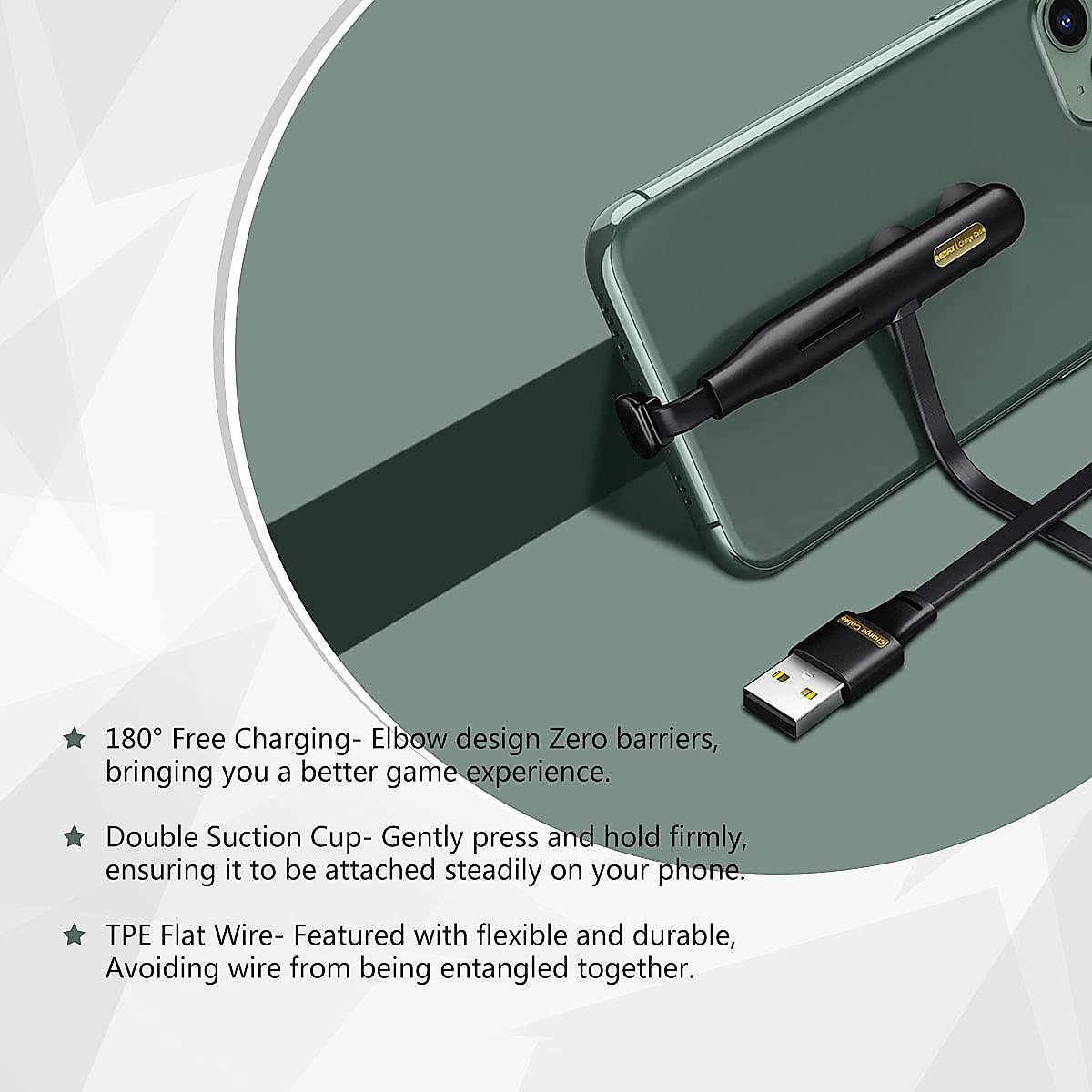 Lenink 180 Degree USB C Cable Compatible with Samsung S10, S9, S8, Charging Cable Type C Fast Charge Gaming Cable with Double Suction Cups (1.2m / 3.9ft)