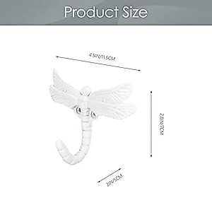 ARTIBETTER 2 Sets Dragonfly Hook Wall Art Key Holders Laundry Utility Wall Racks Dragonfly Decorative Hook Hat Rack Heavy Duty Hook Dragonfly Key Hanger Clothing White Hand Towel Wrought Iron
