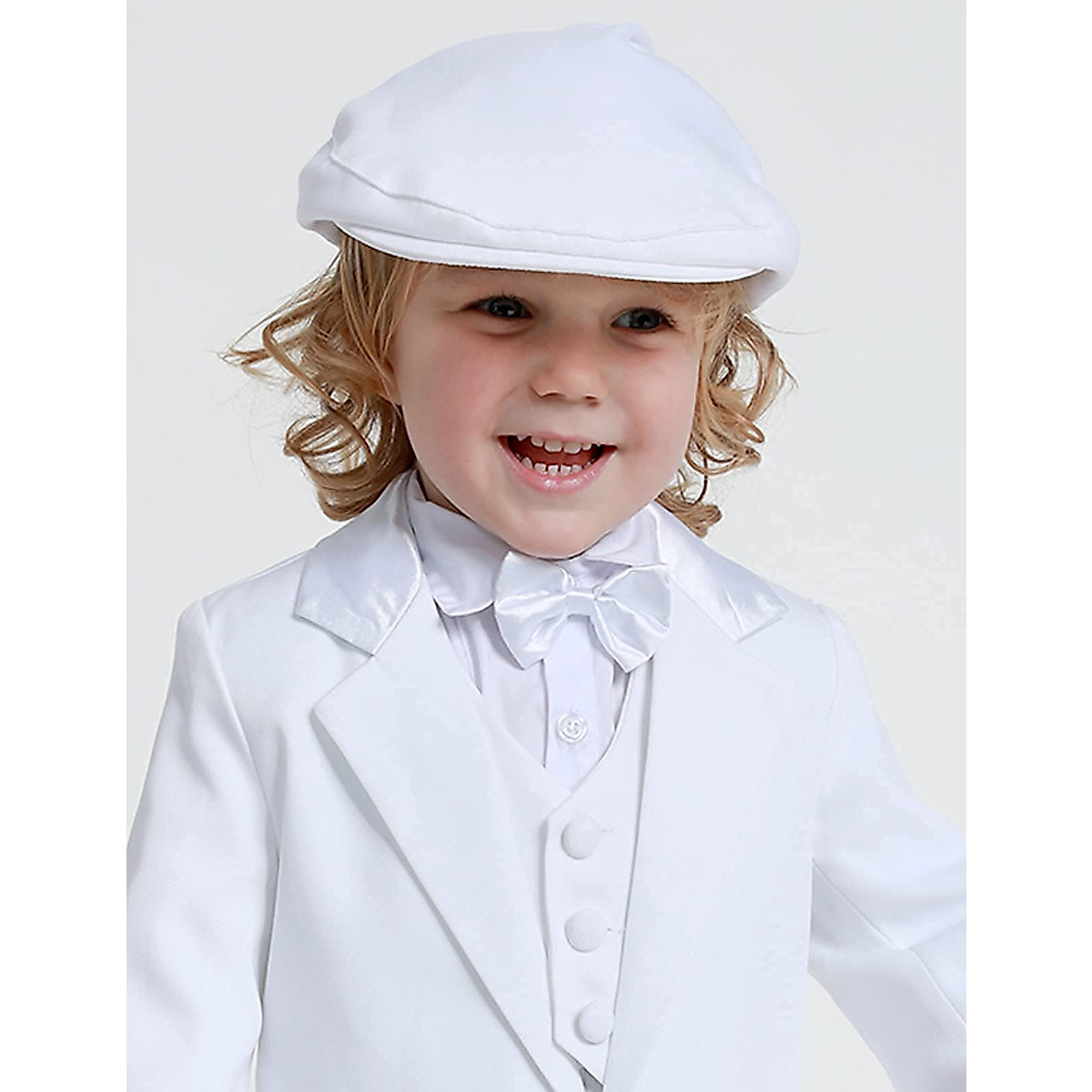 A&J DESIGN Infant Boy Christening Hat 3-6 Months Flat Paperboy Cap White