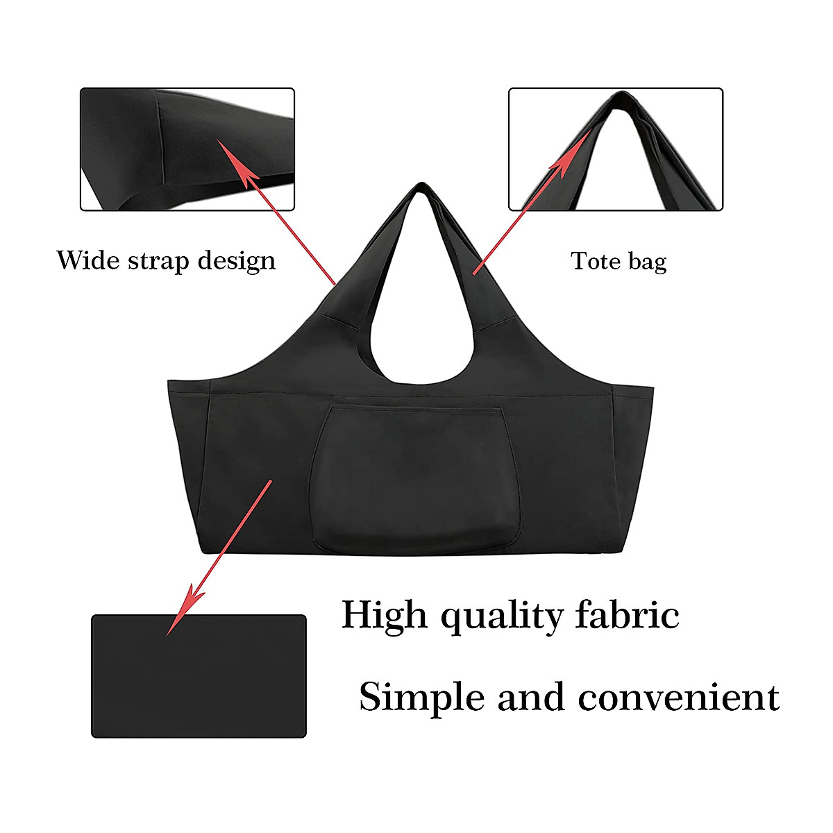 Yoga Mat Bag Large Capacity Yoga Mat Tote Bag with with Side Pocket Portable Exercise Mat Pad Cushion Sling Carrier Bag Multi-Function Single Shoulder Storage Bag for Gym Sports Yoga Accessory