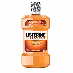 Listerine Ultraclean Oral Care Antiseptic Mouthwash with Everfresh Technology to Help Fight Bad Breath, Gingivitis, Plaque and Tartar, Fresh Citrus, 1.5 l