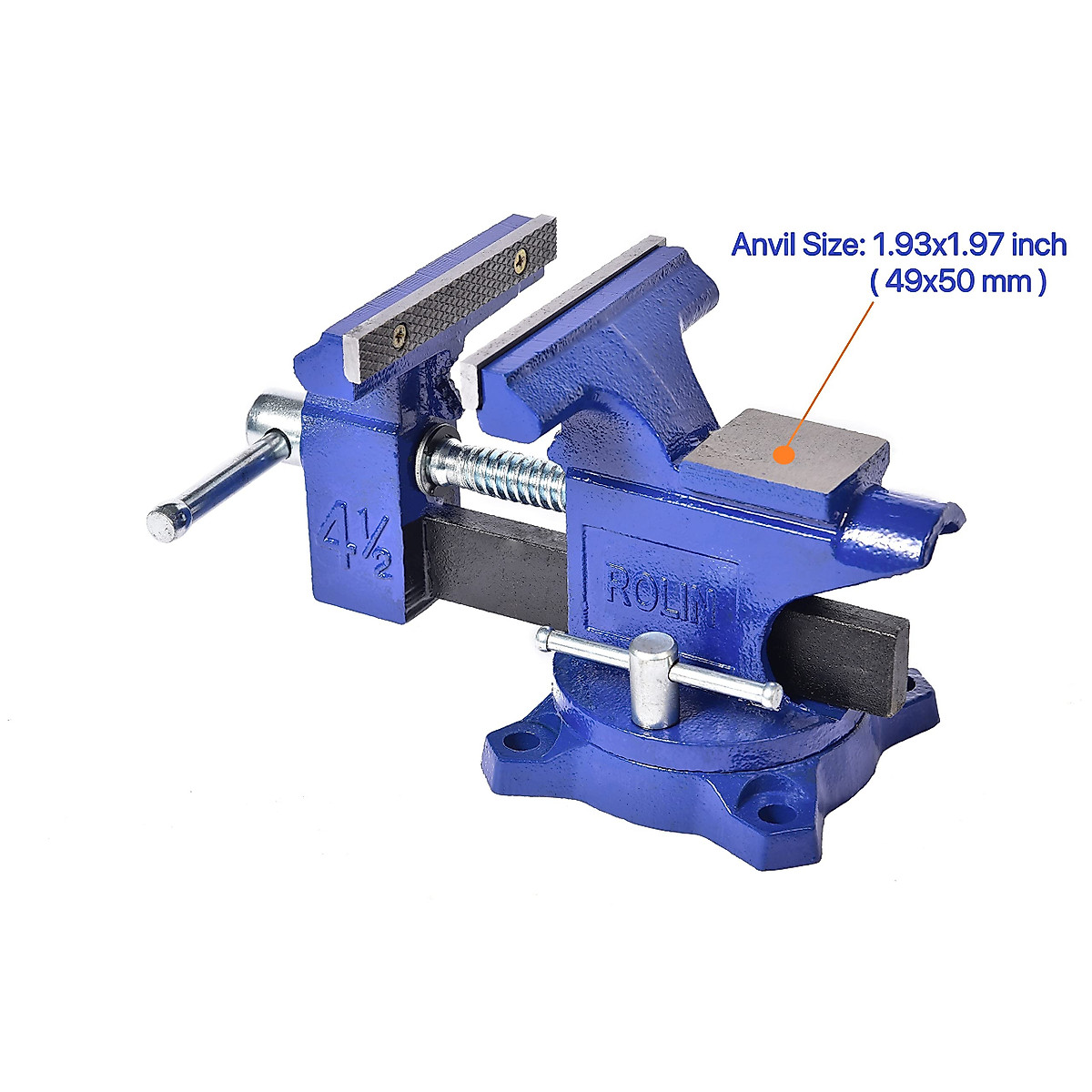 Rolin Vise Bench Vise 4-1/2 Inch With 240 Degree Swivel Base Clamp Tools Home Vises Rotation Base
