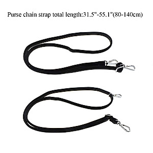 HAHIYO Adjustable Smooth Black Leather Purse Chain Strap Length 31.5-55.1 Inch Silver Hardware for Shoulder Cross Body Sling Purse Replacement Comfortable 0.47 Inch Wide 4.7mm Extra Thick 1 Pack
