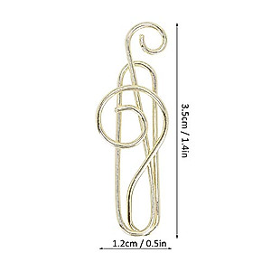 20Pcs Musical Note Paperclip Metal Iron Wire Notebook Agenda Folder Special Shaped Paper Clips for Bookmark Organize Home Office School(golden)