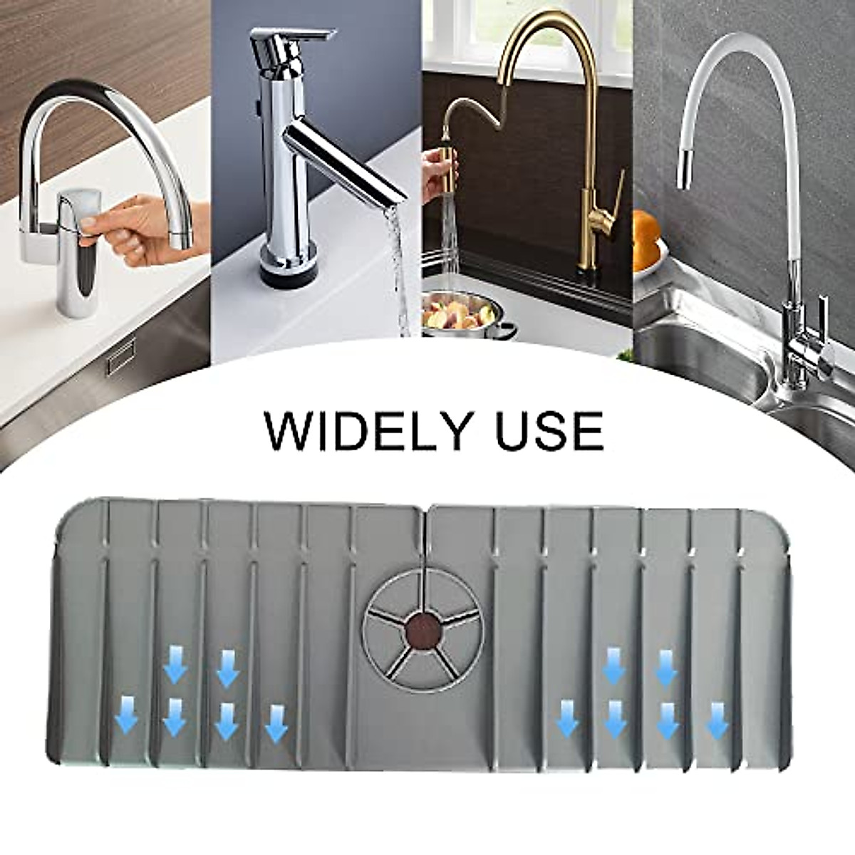 LBMZVZU Silicone Faucet Splash Guard, Kitchen Sink, Countertops, Tabletop, Painted, 14.56 x 5.43 x 0.31 inches