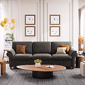 LIKIMIO Sofa 89 Inch, Comfy Sofa Couch with USP Port, Extra Deep Seats Modern 3 Seater Sofa, Couch for Living Room Apartment Lounge, Gray Chenille