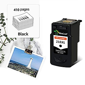 NineLeaf Remanufactured High Yield Ink Cartridge Compatible for Canon PG-210XL PG-210 XL PIXMA iP2700 MX320 MP495 IP2702 MP230 MP240 MP250 MP280 (401 Pages, Ink Level Indicator) (Black,1 Pack)