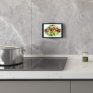 TFY Universal Kitchen Wall Mount for Tablet, eReader and Smartphones, for iPad Air, Mini, iPad Pro 10.5 inch, Wall Holder (Black)