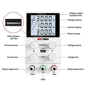 NICE-POWER Adjustable DC Lab Bench Power Supply Variable 4Digital Display Adjustable Regulated Switching Lab Bench Power Supply (30V/10A)