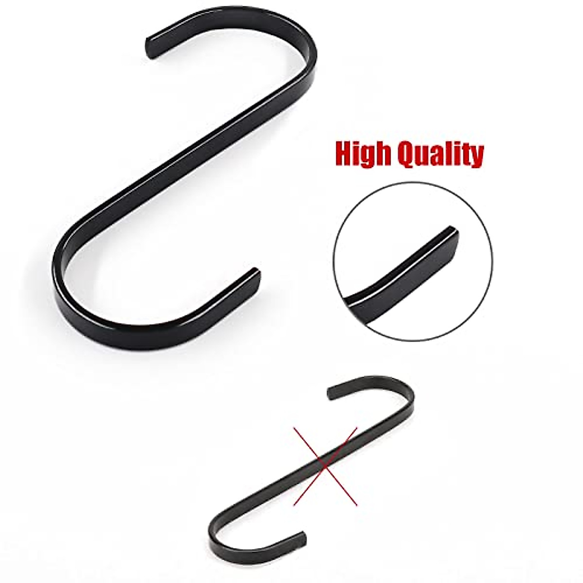 WEYEEN 10PCS Black S Hooks 4.3 inch，Heavy Duty S Hooks for Hanging Plants Outdoor Kitchenware Pan Pots Utensils Closet Clothes Bags Towels Kitchen Hooks Hanger