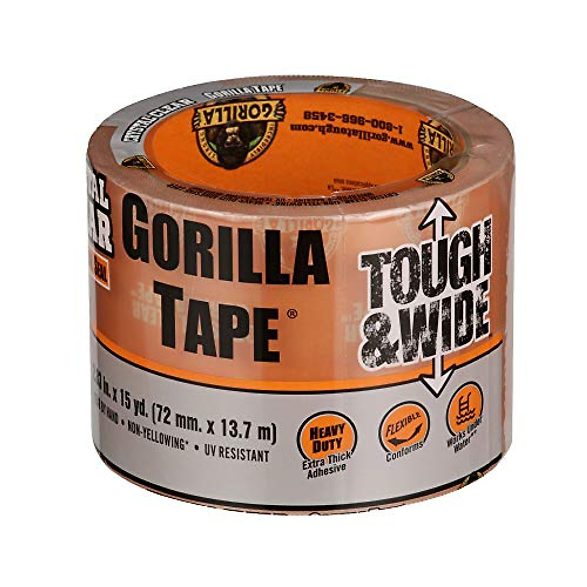 Gorilla Crystal Clear Repair Duct Tape Tough & Wide, 2.83" x 15 yd, Clear, (Pack of 1)