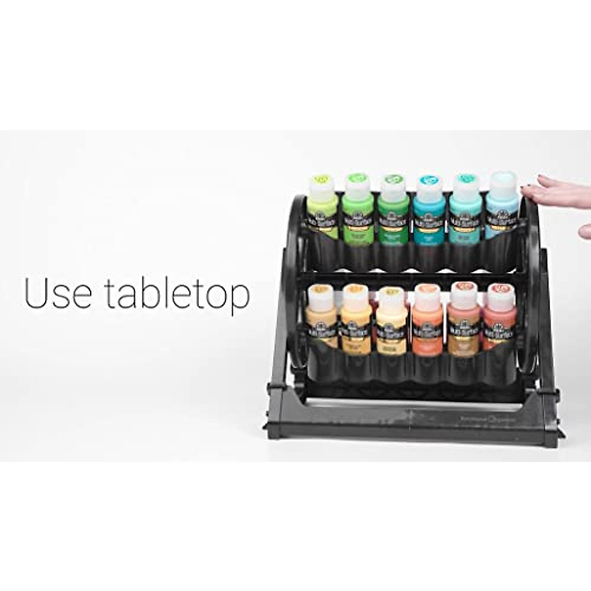 Plaid Rotational Organizer Storage Container That Stores 24 Standard 2 fl oz Bottles of Acrylic Paint for DIY Arts and Crafts, 31100, Black