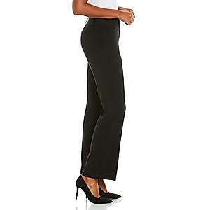 Rafaella Women's Curvy Fit Gabardine Bootcut Dress Pants with Pockets, Soft Stretch Work Slacks, 29" & 32" Inseams, Black, 12 Short