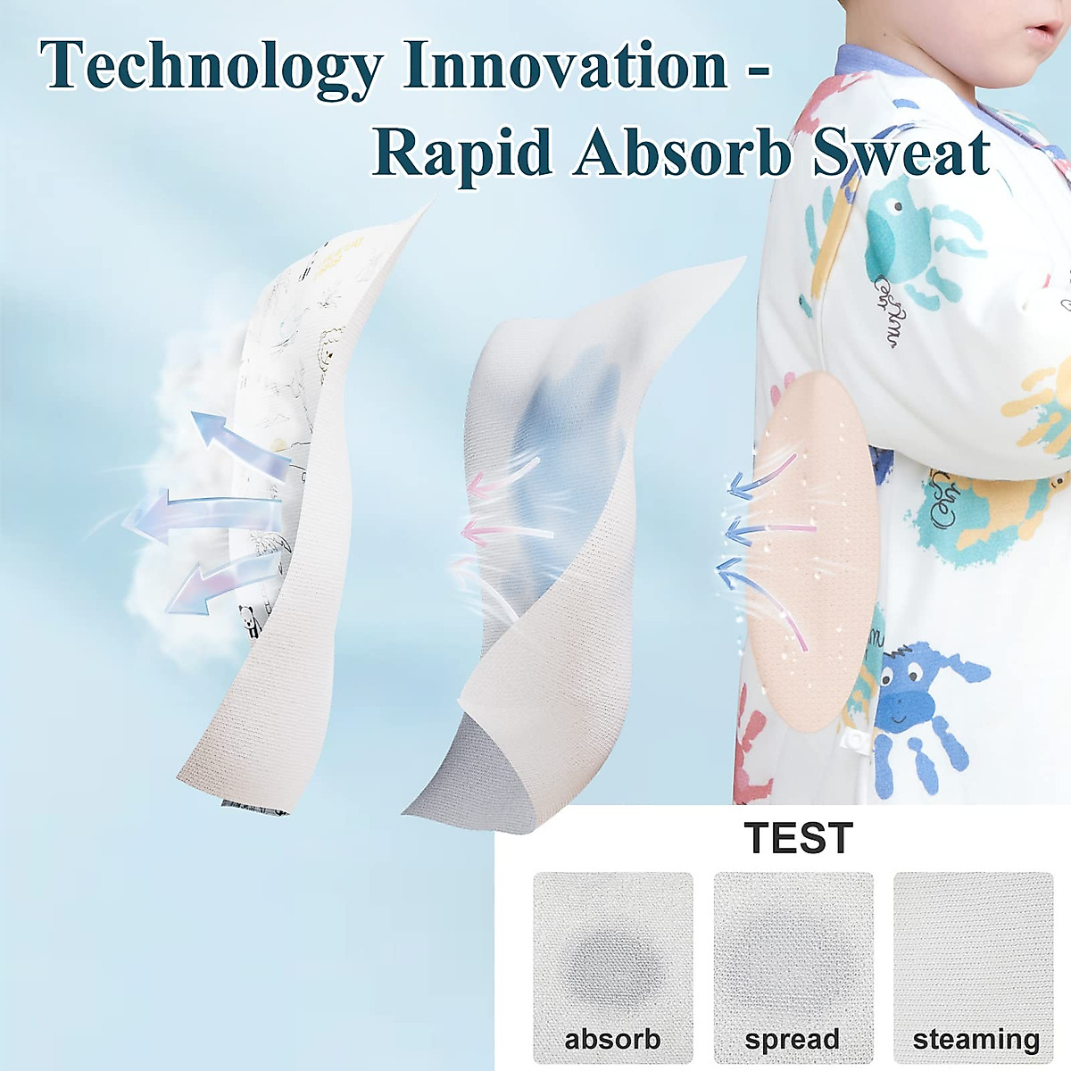 Reinewol Toddler Sleep Sack,Sleep Bag with Feet 2.5 Tog Wearable Blanket for Girl Boy, Thermostatic Absorb Sweat SleepSack with Removable Sleeves(Palm,Large)