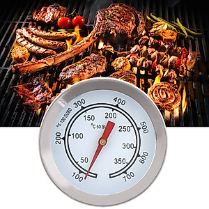 100~700 BBQ Thermometer Temperature Gauge Stainless Steel Double Scale Grill Thermometer Temp Gauge Outdoor Barbecue Smoker Grill